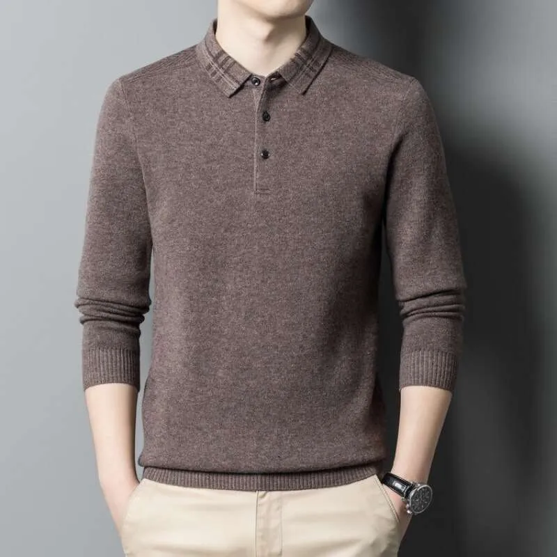 Men's High End Cashmere Lapel Cashmere Sweater Men's With Thickened ...