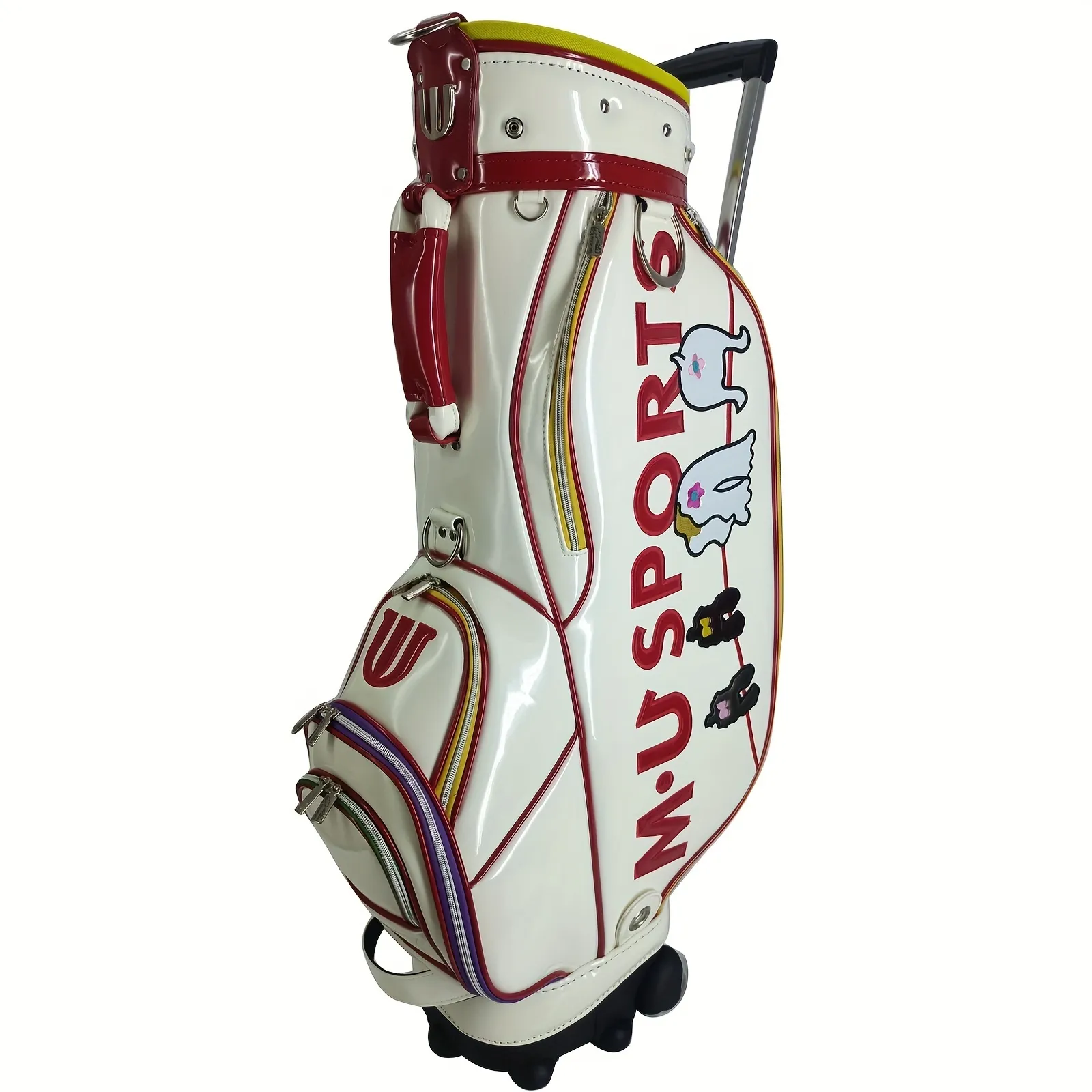 Water Resistant Golf Cart Bag With Wheels Durable PVC, Black, Suitable ...