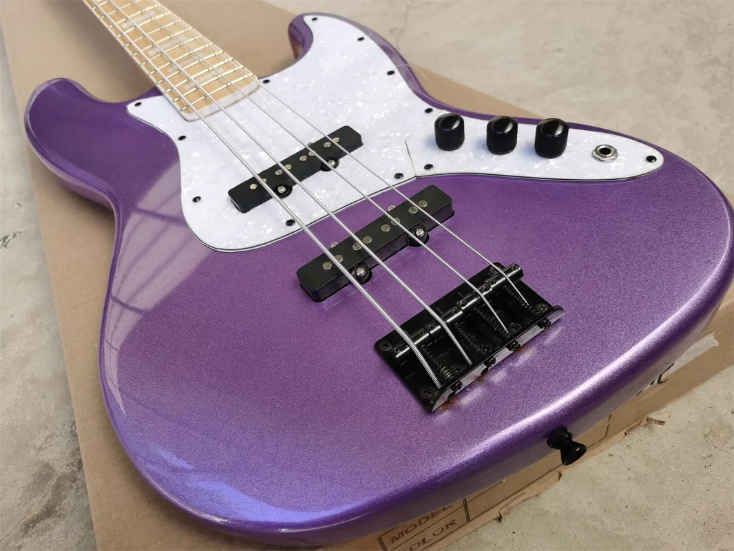 Custom Light Purple Electric Bass Short Scale Bass Guitar With White ...
