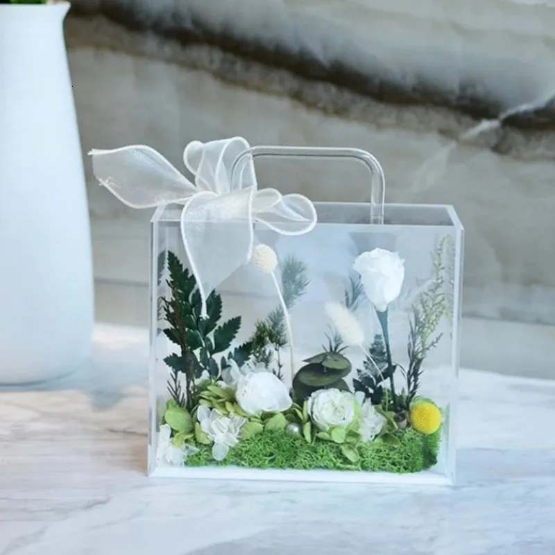 Transparent Flower Box Handbag, Flower Wrapping Handbag, Festival Gift ...