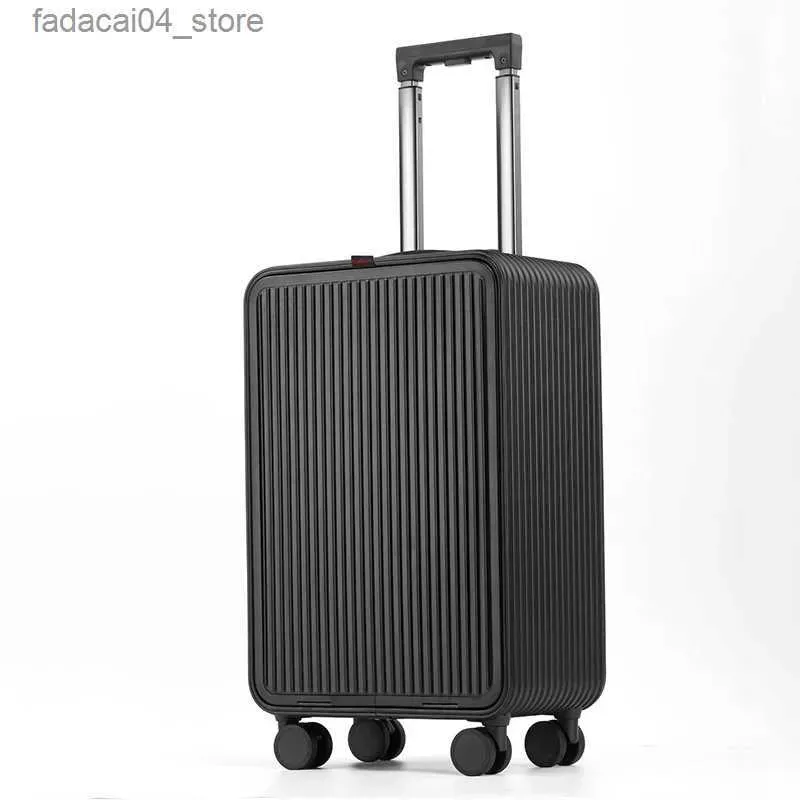 Aluminum carry-on suitcase with side and front open metal boarding ...