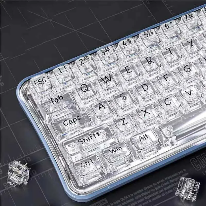 Crystal Clear PC Keycaps 132 Key Set, Backlit RGB, Custom ISO Layout ...