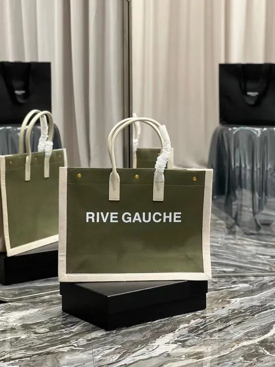 Luxury Designer Rive Gauche Beach Tote Bag For Women Large Linen ...