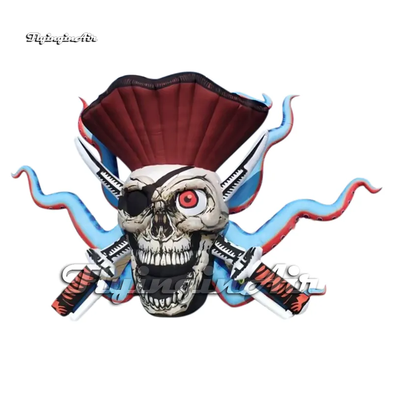 Giant Inflatable Pirate Skull With Octopus Tentacles 5m Scary Carnival ...