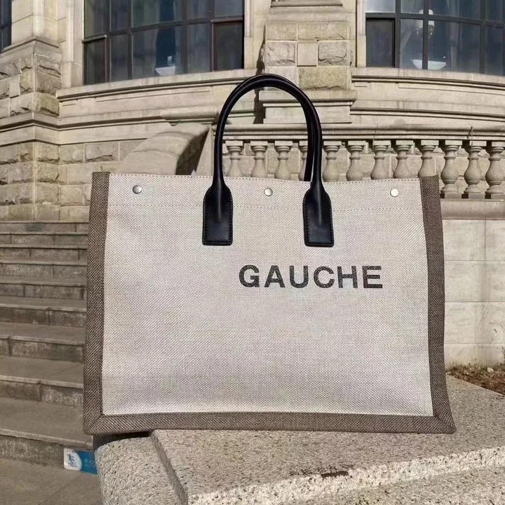 Luxury Designer Rive Gauche Beach Tote Bag For Women Large Linen ...