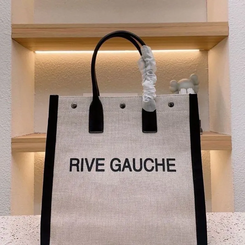 Luxury Designer Rive Gauche Beach Tote Bag For Women Large Linen ...