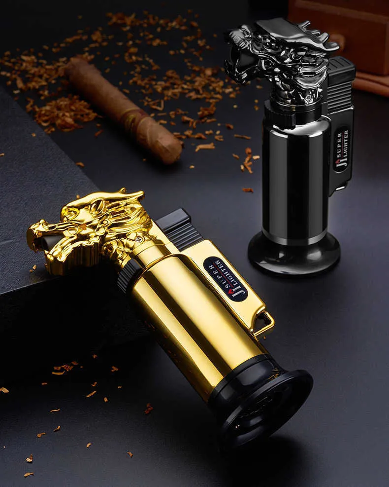 Gold Metal Creative Strong Direct Charge Windproof Inflatable Lighter ...