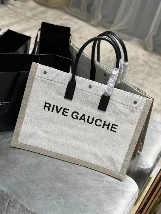 Luxury Designer Rive Gauche Beach Tote Bag For Women Large Linen ...