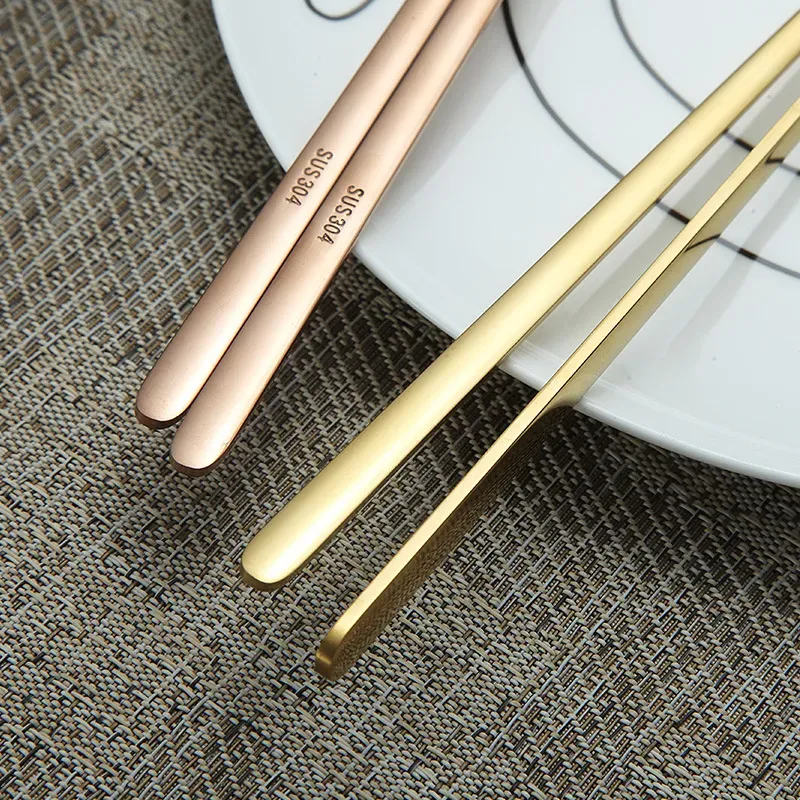 Top Fashion Hashi Black 18/10 Stainless Steel Korean Chopsticks Spoon ...