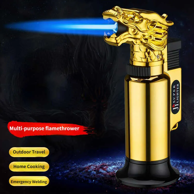 Gold Metal Creative Strong Direct Charge Windproof Inflatable Lighter ...