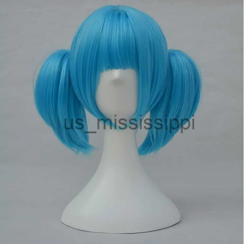 Sally Face Cosplay Wig: Short Blue Wig with Clip Ponytails - Heat Resistant Synthetic Hair & Wig ...