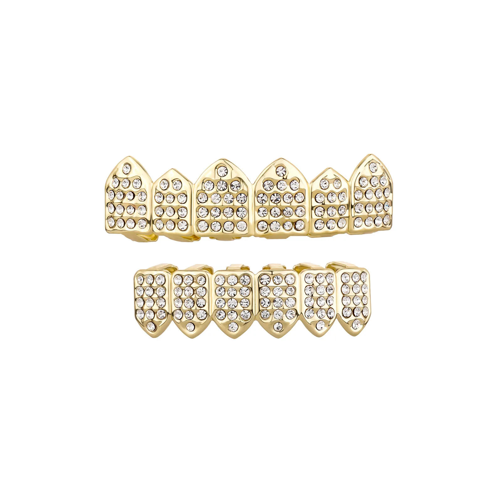 18K Gold Vampire Fang Teeth Grillz Designs With CZ Cubic Zirconia And ...