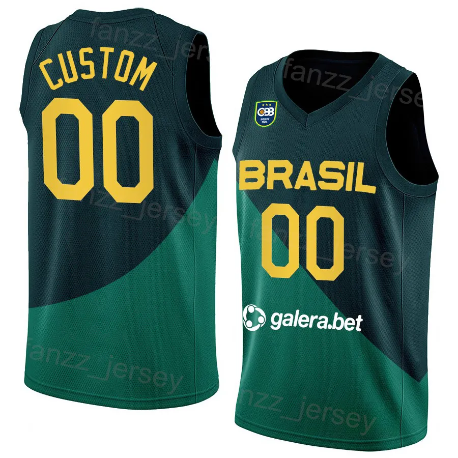 Brazil Basketball Jersey 2021 World Cup Customizable With Player Names ...