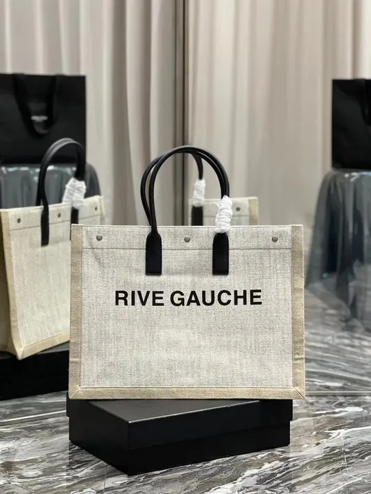 Luxury Designer Rive Gauche Beach Tote Bag For Women Large Linen ...