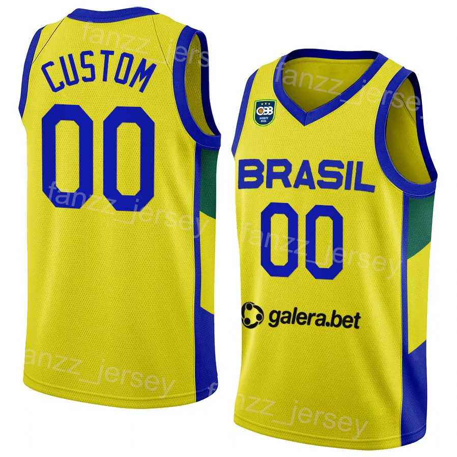 Brazil Basketball Jersey 2021 World Cup Customizable With Player Names ...