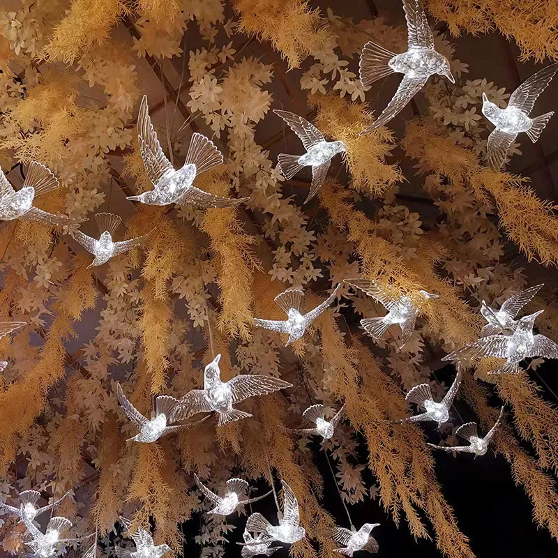 Hanging Crystal Light Acrylic Bird Pendant, Hummingbird Ceiling Light ...