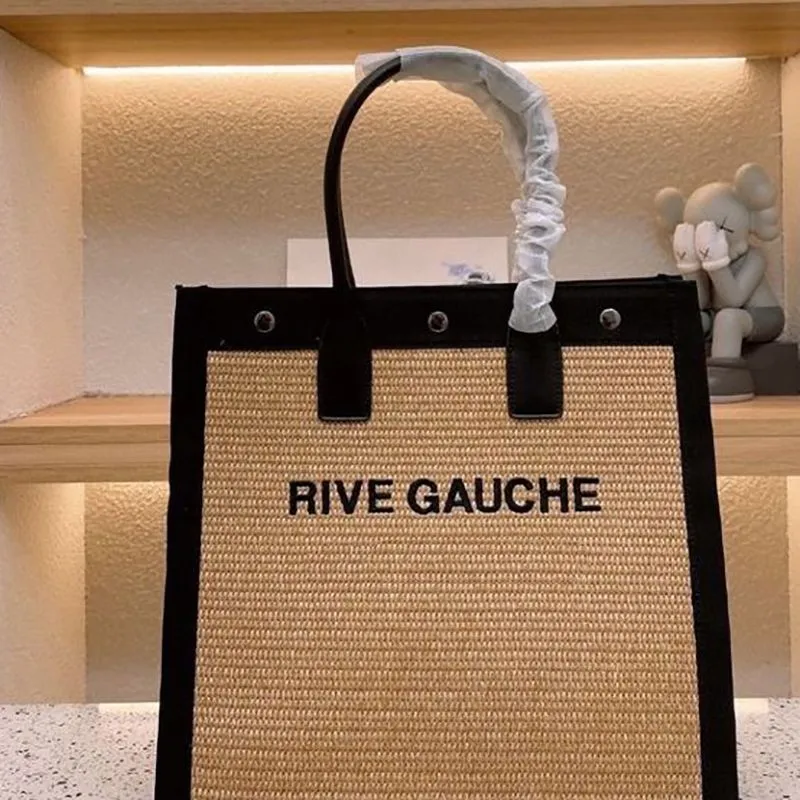 Luxury Designer Rive Gauche Beach Tote Bag For Women Large Linen ...