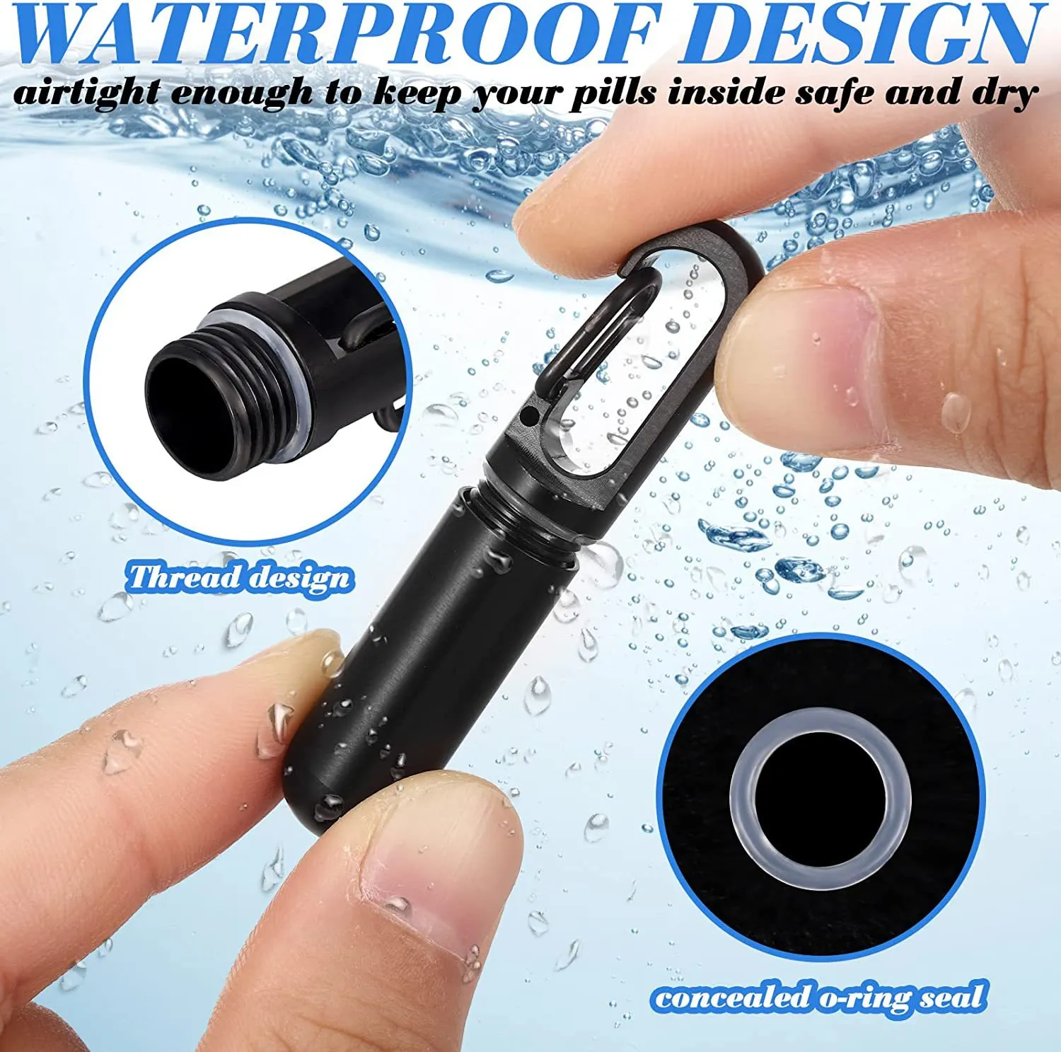 Titanium Keychain Pill Holder - Waterproof Mini Pill Case Fob for ...