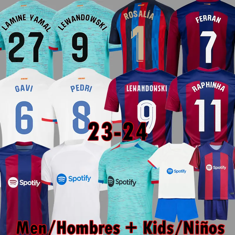 23 24 PEDRI GAVI Third Blue Soccer JerseyS LEWANDOWSKI FC FERRAN ...
