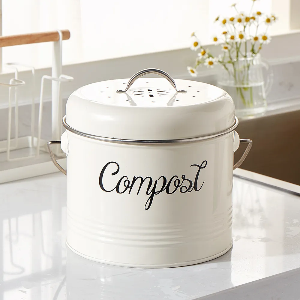DHgate.com:Nordic Style Stainless Steel Kitchen Compost Bin, 3L Food ...