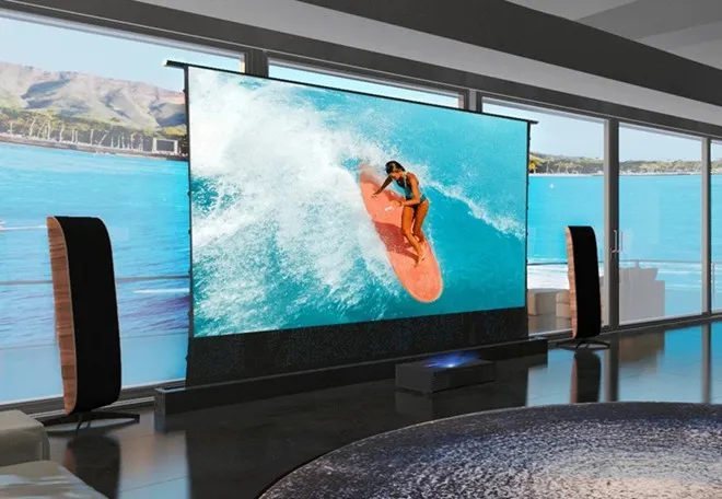 Motorized Floor Rising Projection Screen For 4K Ultra Short Throw Laser ...