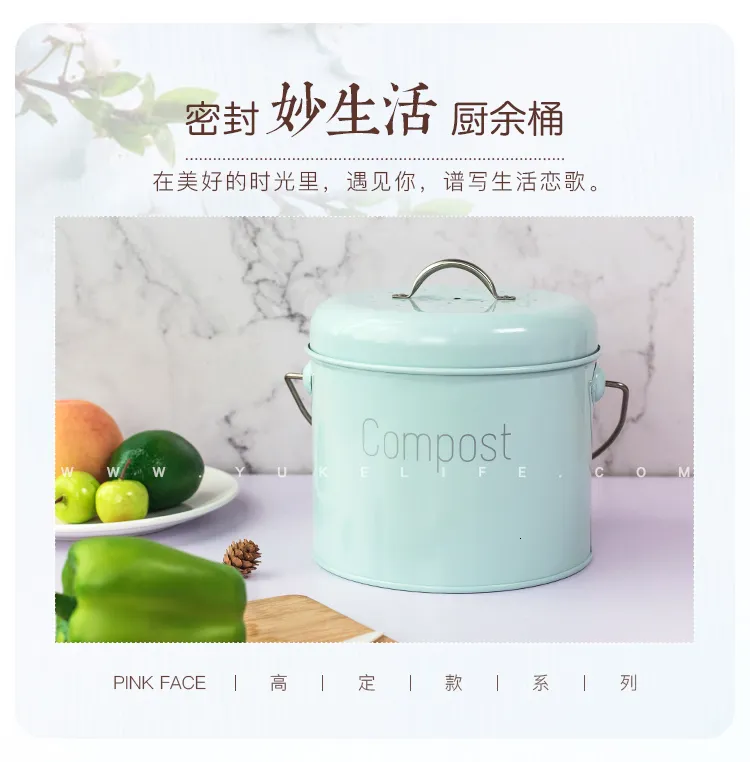 DHgate.com:Nordic Style Stainless Steel Kitchen Compost Bin, 3L Food ...