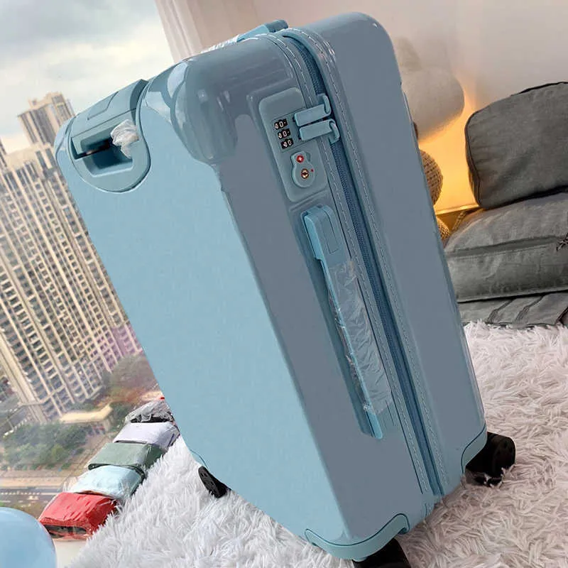 Luxury Front Opening Rolling Suitcase - Designer Carry-On Luggage with ...