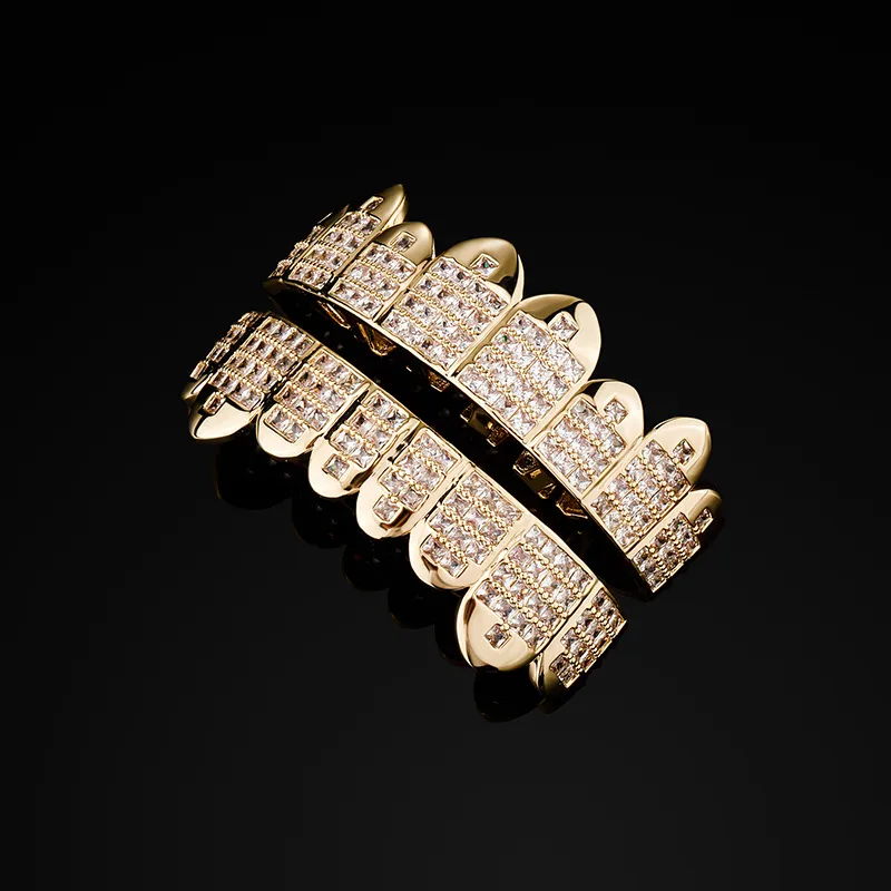 18K Gold Iced Out Skull Gold Plated Teeth With Cubic Zirconia, Full ...