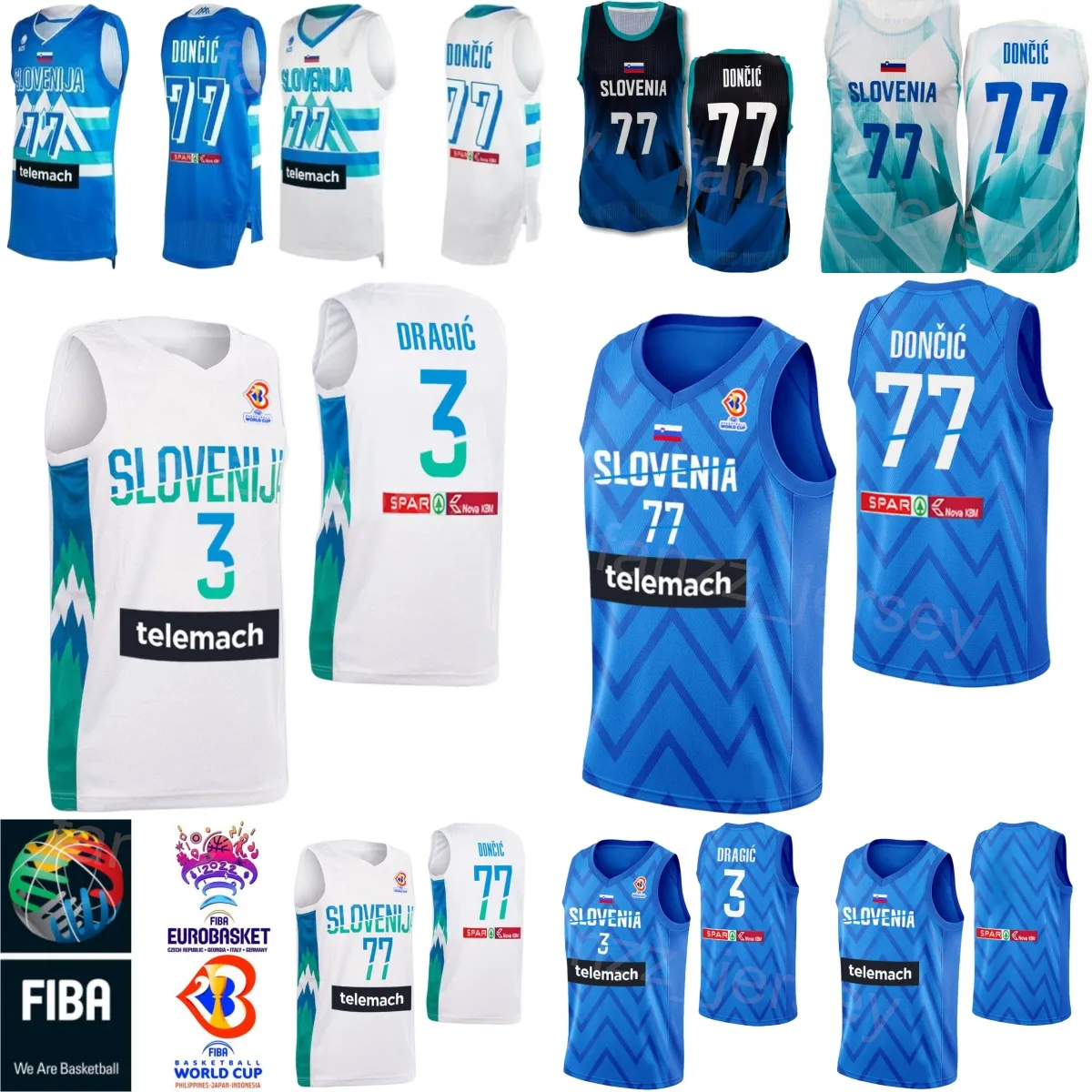 Print World Cup Slovenia Basketball 27 ZIGA DIMEC Jerseys 55 JAKOB ...