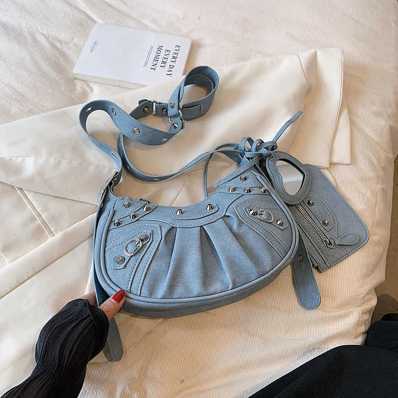 2023 New INS Fashion One Shoulder Underarm Rivet Heavy Industry Pleated ...