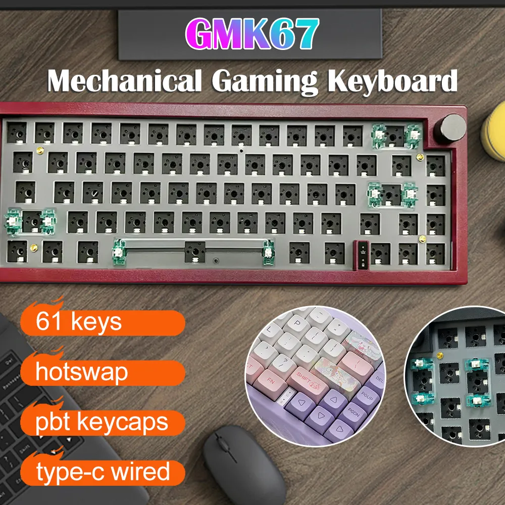 GMK67 Custom Mechanical Keyboard - RGB Backlit, Hot-Swappable, 3-Mode ...