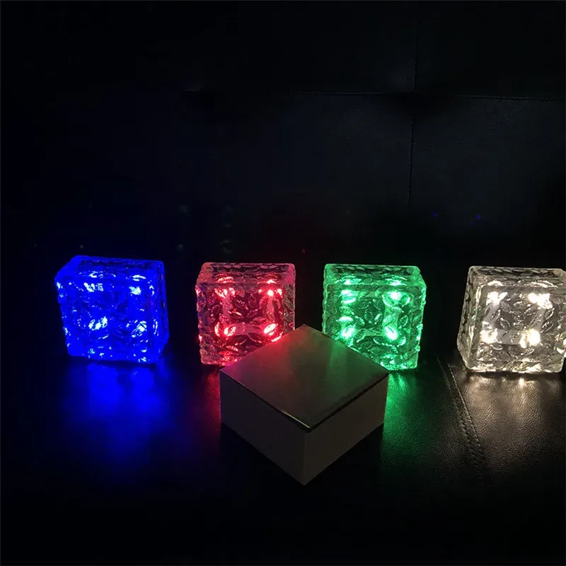 Solar Glass Brick Light Ice Cube Lighting LED Landscape Lamp Buried ...