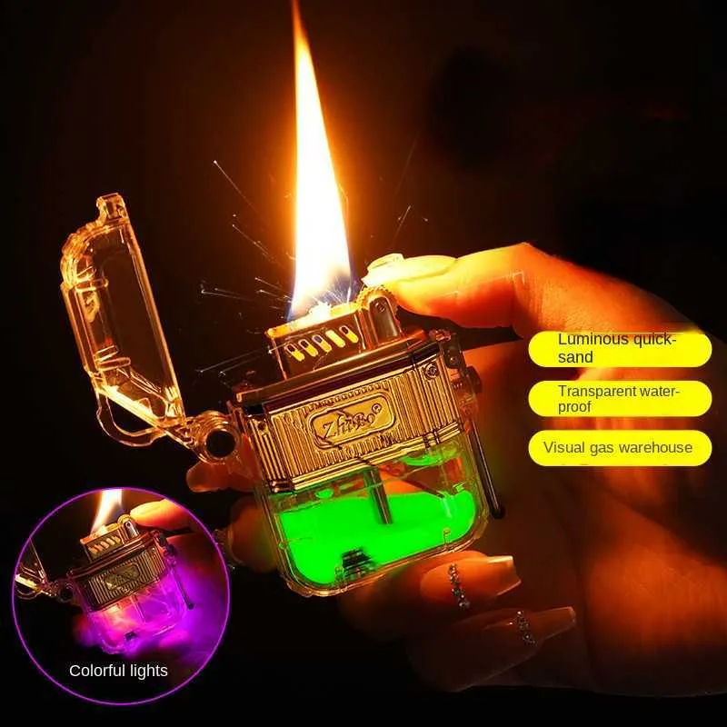Unique Lighters Windproof Kerosene Lighter With Transparent Oil Tank ...