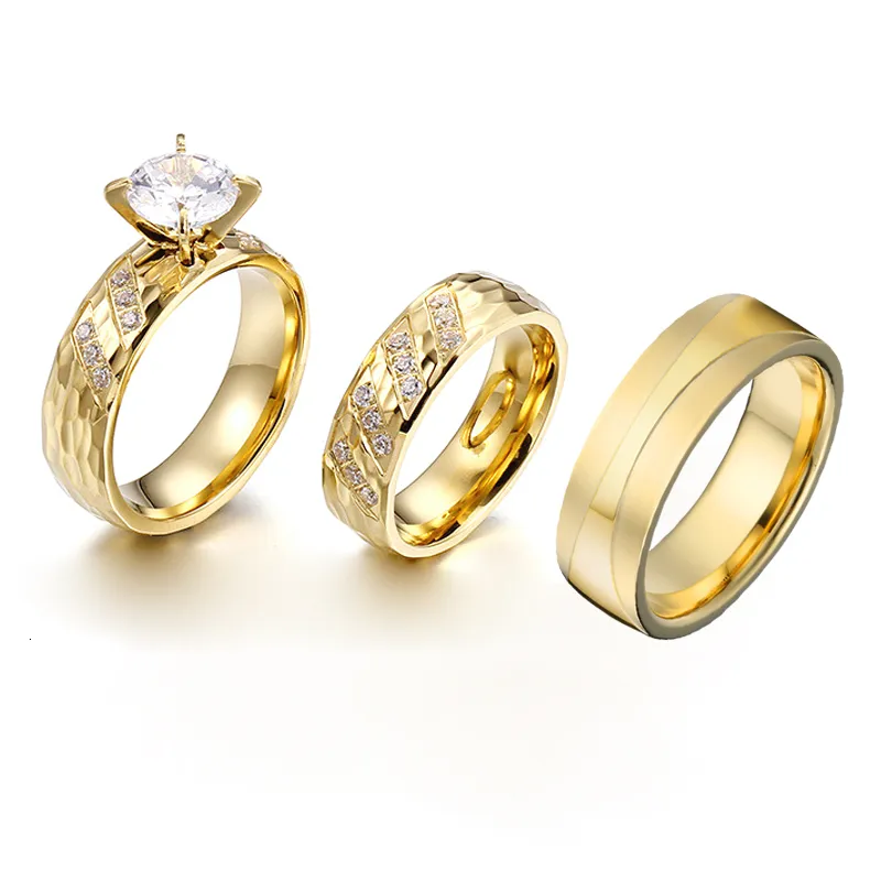 DHgate.com:Exquisite 18K Gold Plated 3Pcs CZ Wedding Ring Set for ...