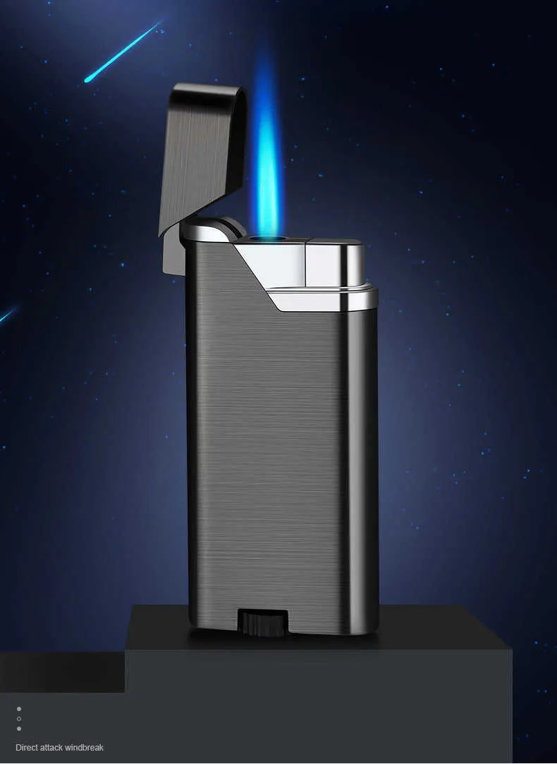 Flameless Lighter Ultra Thin Blue Flame Butane Torch Lighter, Square ...
