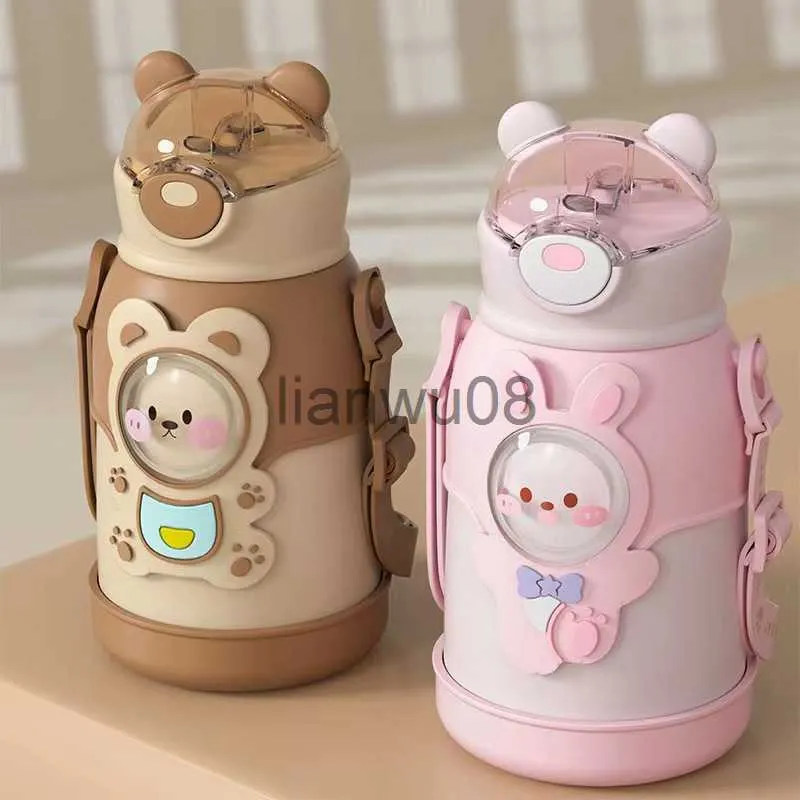 Kawaii Insulated Cup With Straw Thermos Mug For Kids, School Girls, And ...