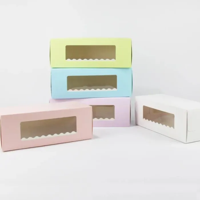 Cardboard Cake Box Set Rectangular Kraft Paper Treat Containers For ...