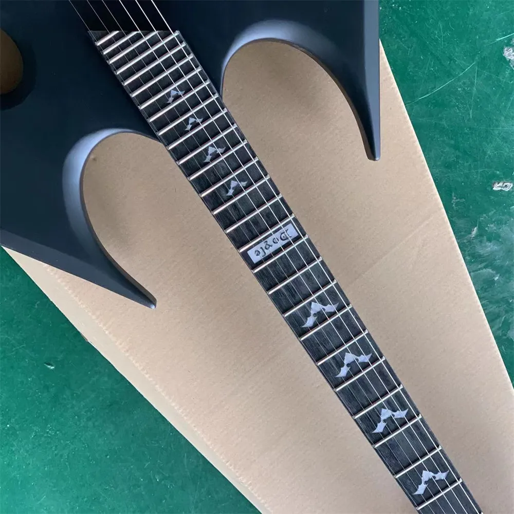 Matte Black Electric Guitar With Rosewood Fretboard Bat Body Inlay ...