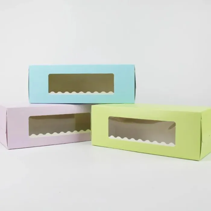 Cardboard Cake Box Set Rectangular Kraft Paper Treat Containers For ...
