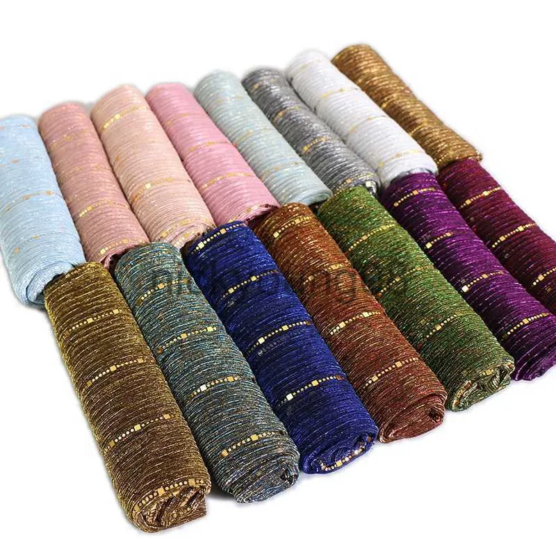 Elegant Glitter Stripe Hijab Scarf - Women's Lurex Crinkled Muslim ...