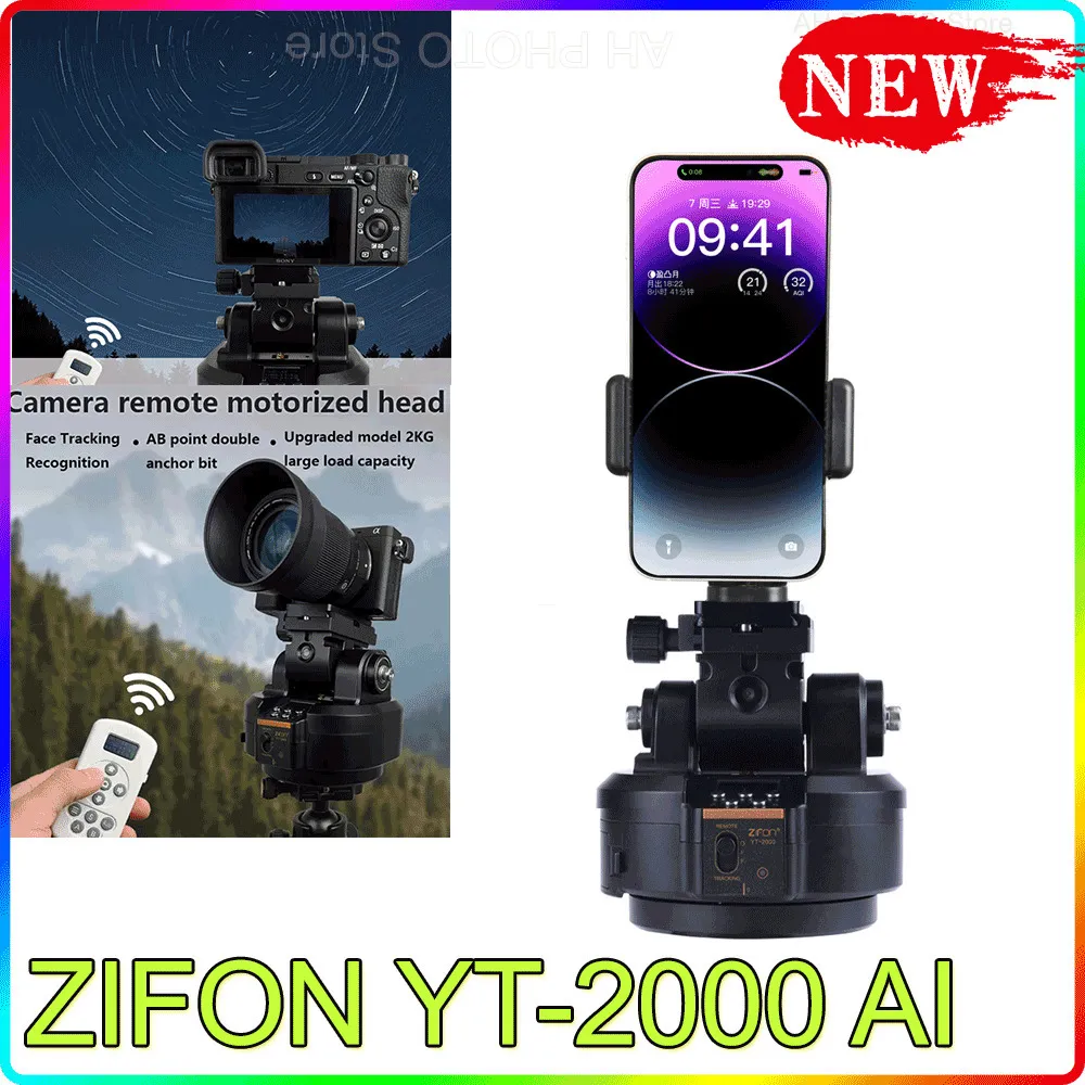 $203.51에서 삼각대 헤드 ZIFON YT-2000 AI FACE TRACK YT-1200 회전 파노라마 리모콘 팬 틸트 전동 삼각대 전기 헤드 카메라 230904 ...