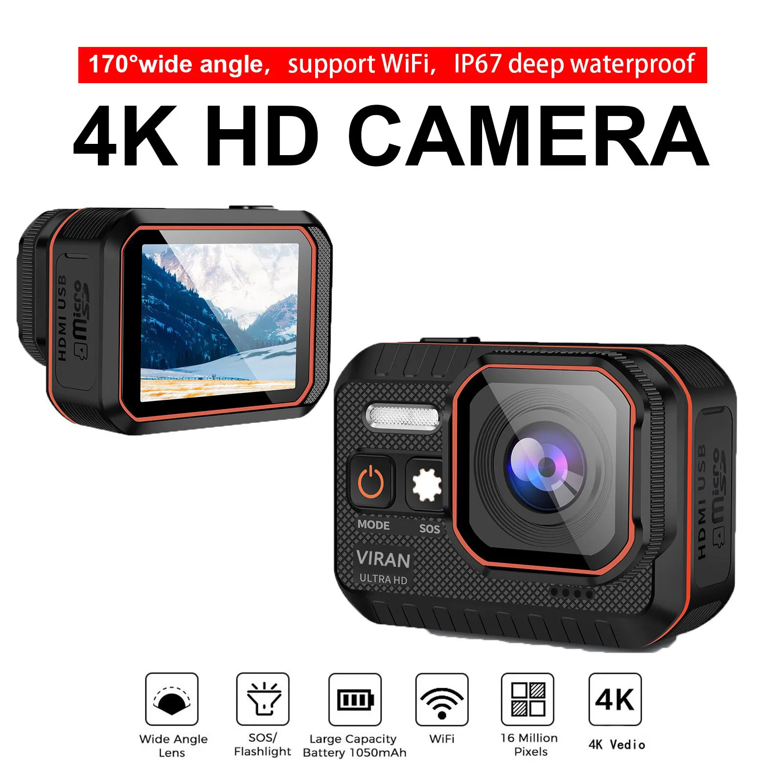 4K Waterproof Action Camera with Remote Control | HD Sports Camera for ...