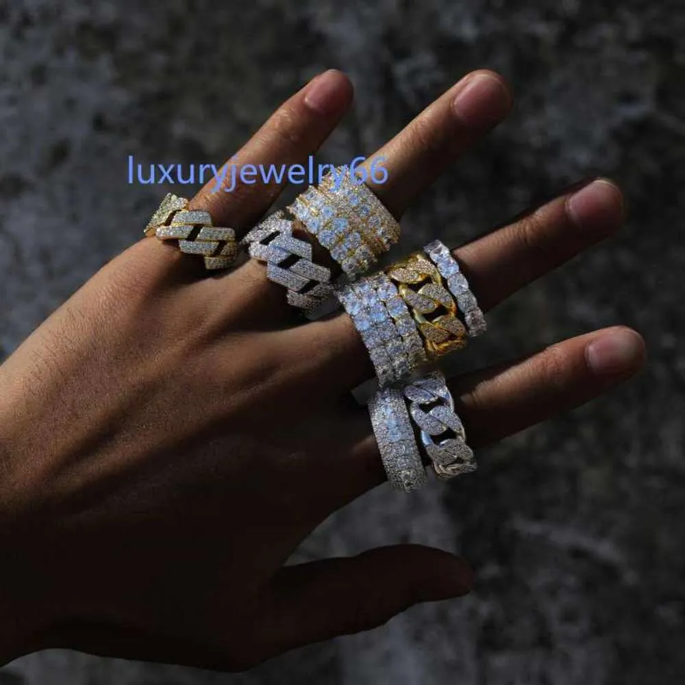Iced Out Cuban Link Ring: Gold Plated 925 Sterling Silver VVS ...