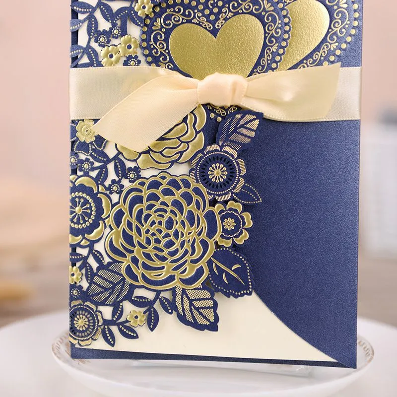 Rose Laser Cut Wedding Invitations