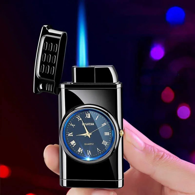 Cool Watch Lighter Gift Set - No Gas Blue Flame Torch Lighter, Watch ...