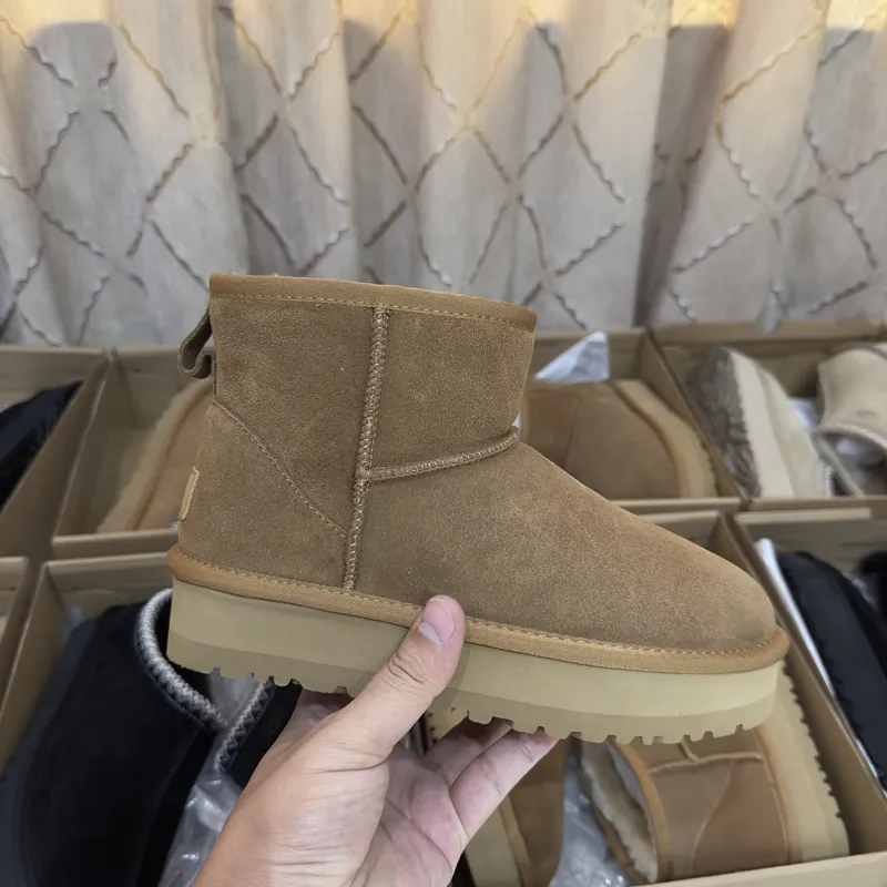 Tasman Slippers Tazz Plush Mustard Seed U Chestnut Fur Slides Sheepskin ...