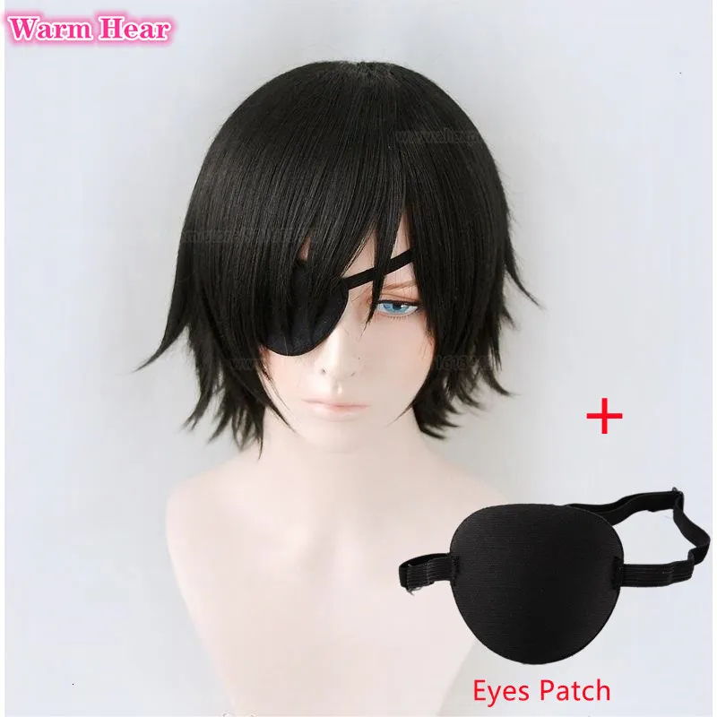 Black Short Himeno Cosplay Wig For Chainsaw Man With Eyes Patch Heat ...