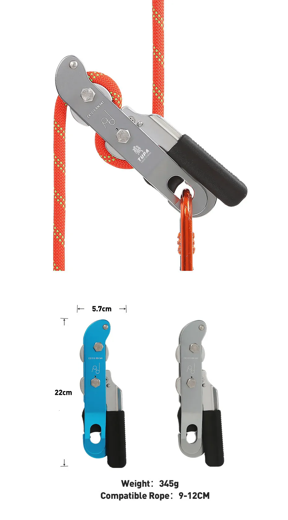 Climbing Descender With Stop Handle Aluminum Alloy Abseiling Device For ...