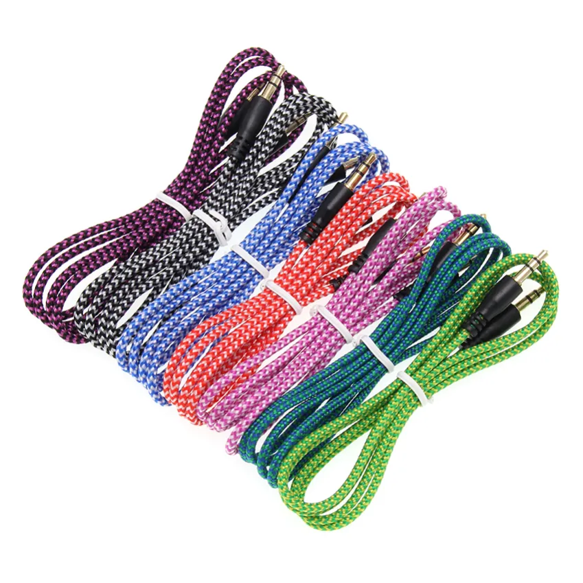 DHgate.com:1M Nylon Braided Aux Cable Male to Male Stereo Audio ...