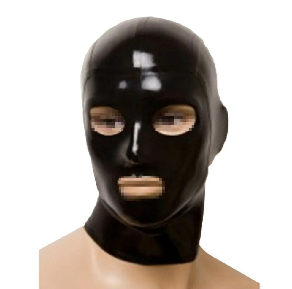 Black Latex Black Mask Party With Zipper Head Cover Fun Rubber Cover ...